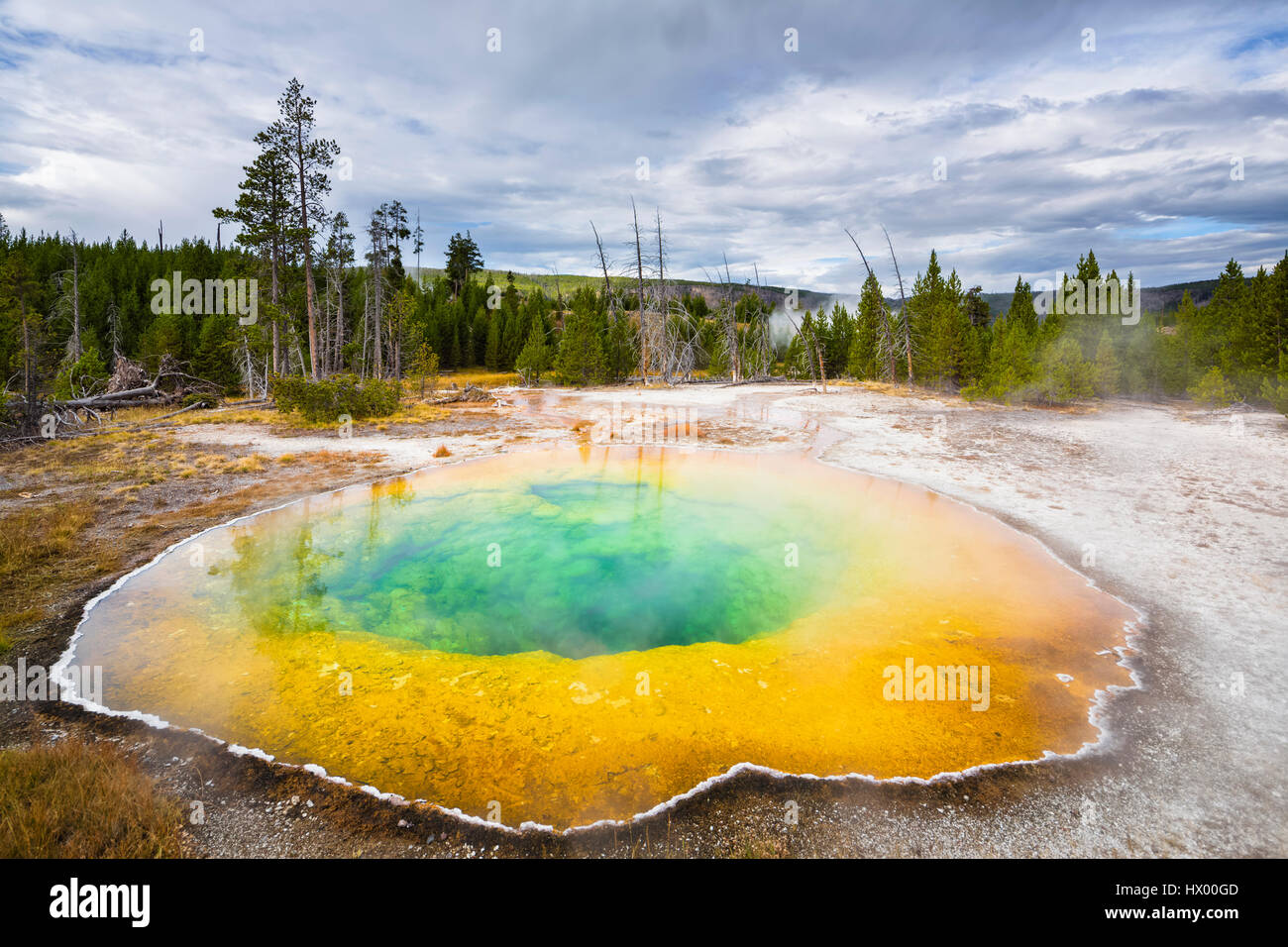 USA, Wyoming, Yellowstone National Park, Morning Glory Pool Stock Photo ...
