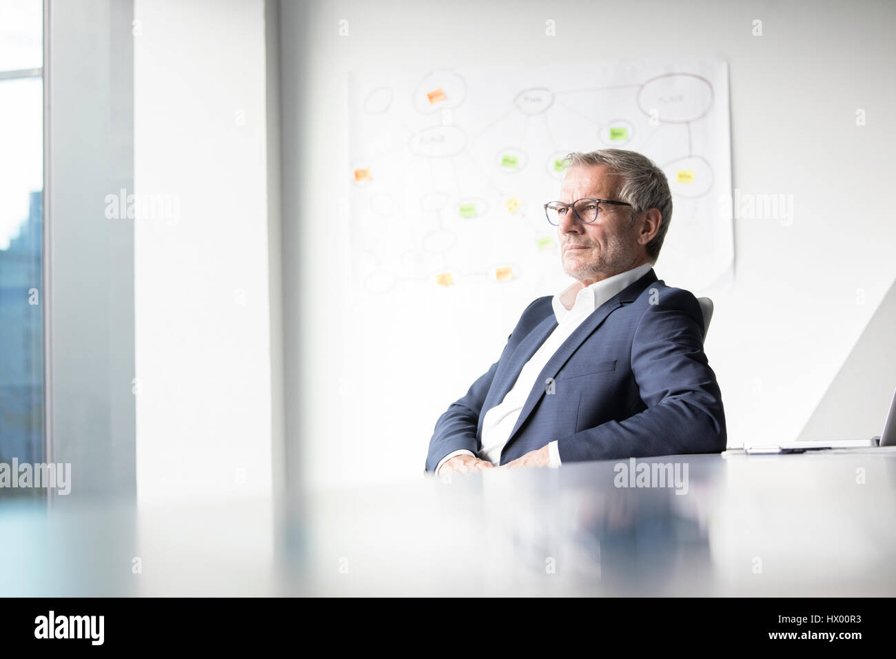 Portrait thinking man brainstorming sitting hi-res stock photography ...