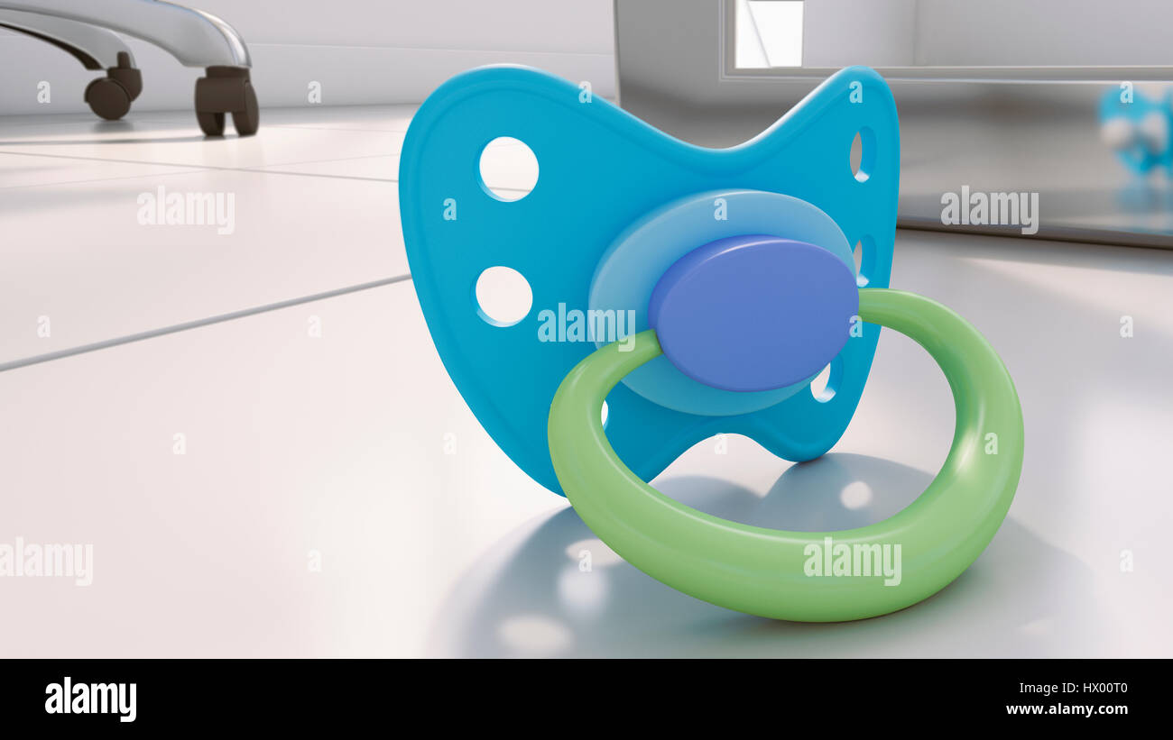 Pacifier lying on office floor, 3d rendering Stock Photo - Alamy