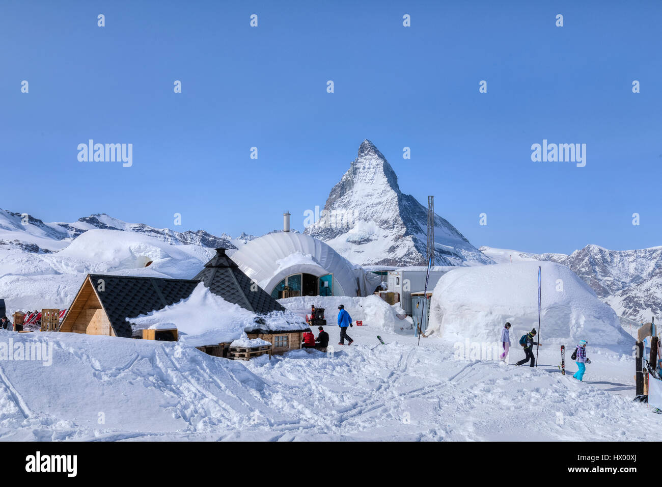 Igloo village, Rotenboden, Matterhorn, Zermatt, Gornergrat, Valais ...