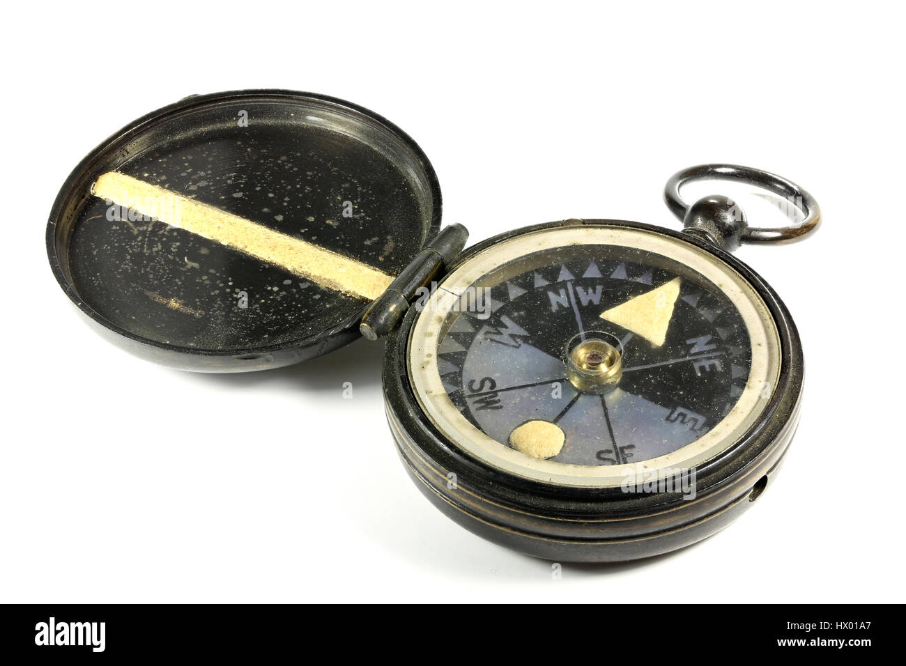 vintage portable compass isolated on white background Stock Photo - Alamy