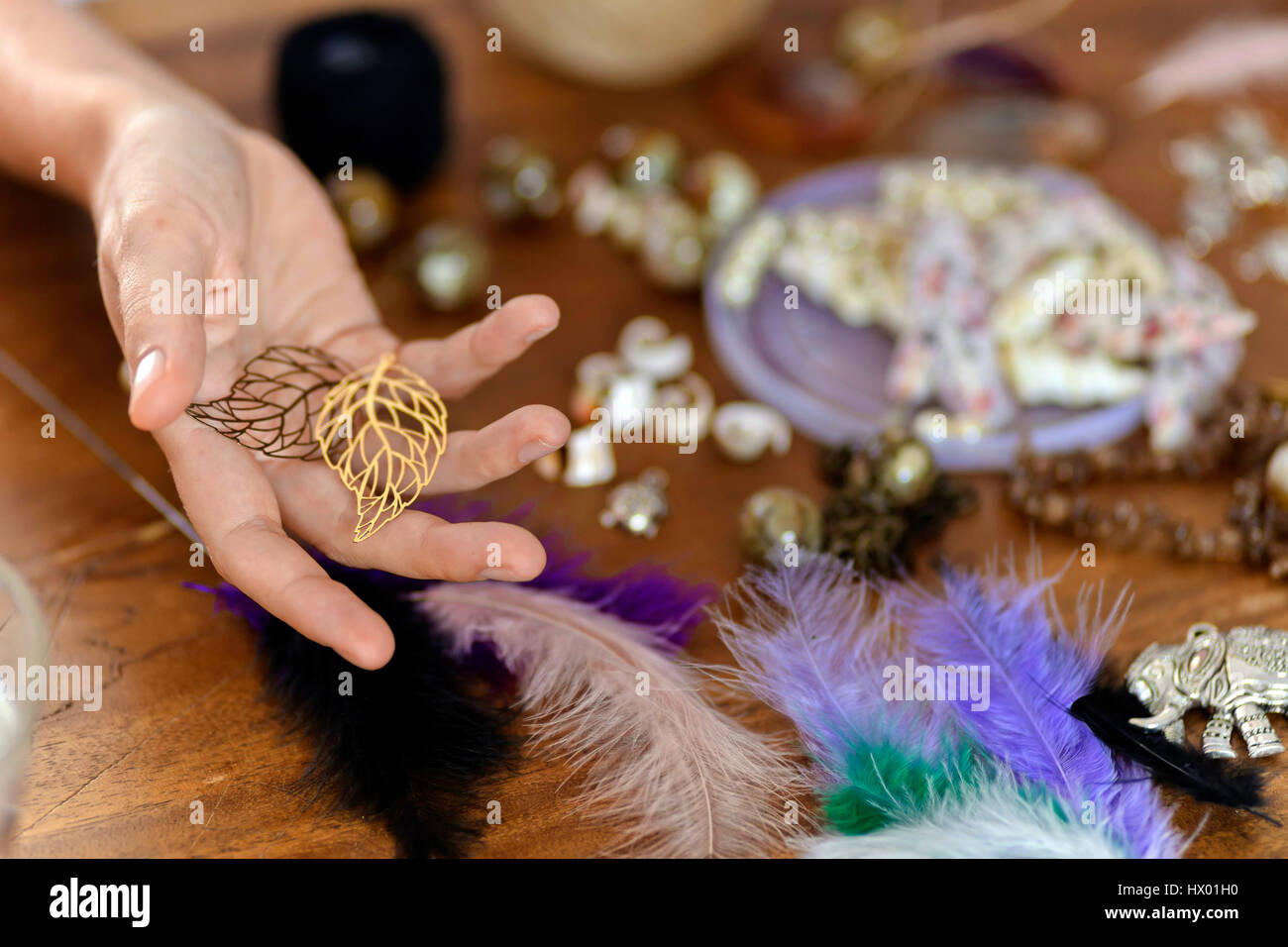 Woman holding craft materials for handicraft Stock Photo - Alamy