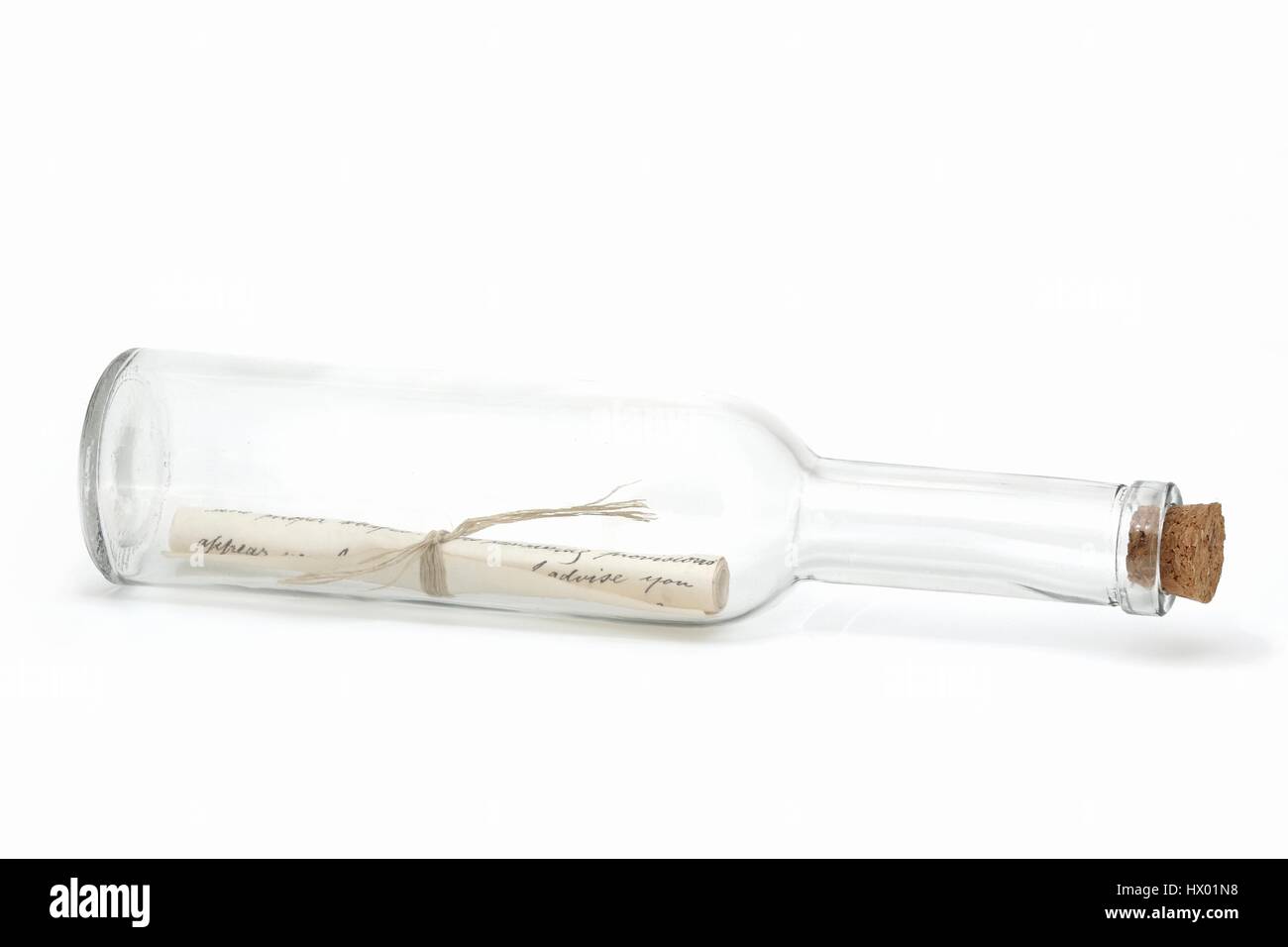 message in a bottle isolated on white background Stock Photo - Alamy