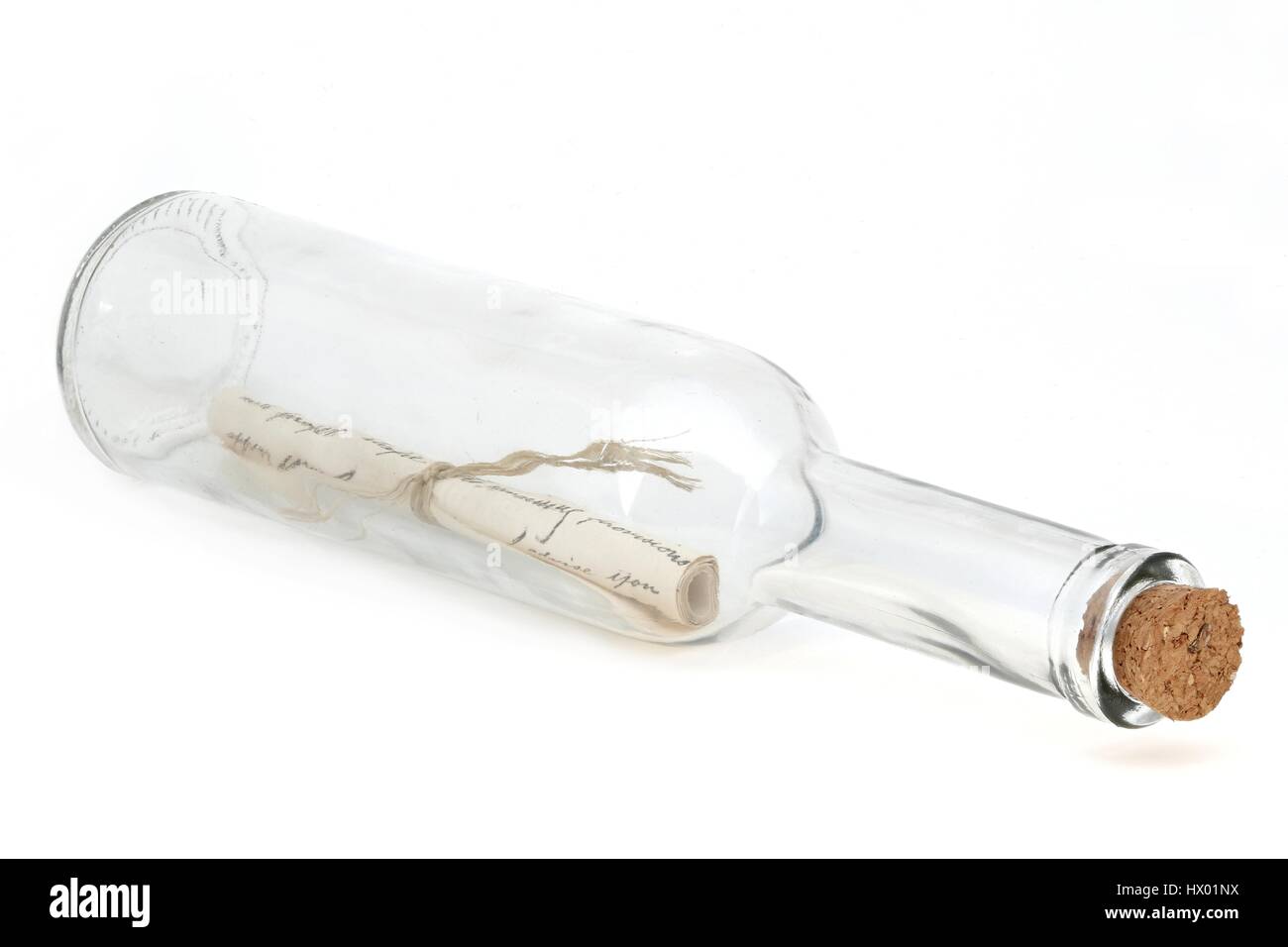 message in a bottle isolated on white background Stock Photo - Alamy