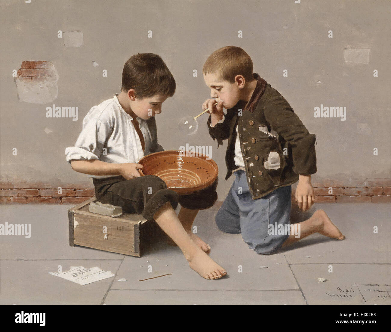 'Seifenblasende Kinder' (Children Blowing Soap Bubbles) by Giulio del ...