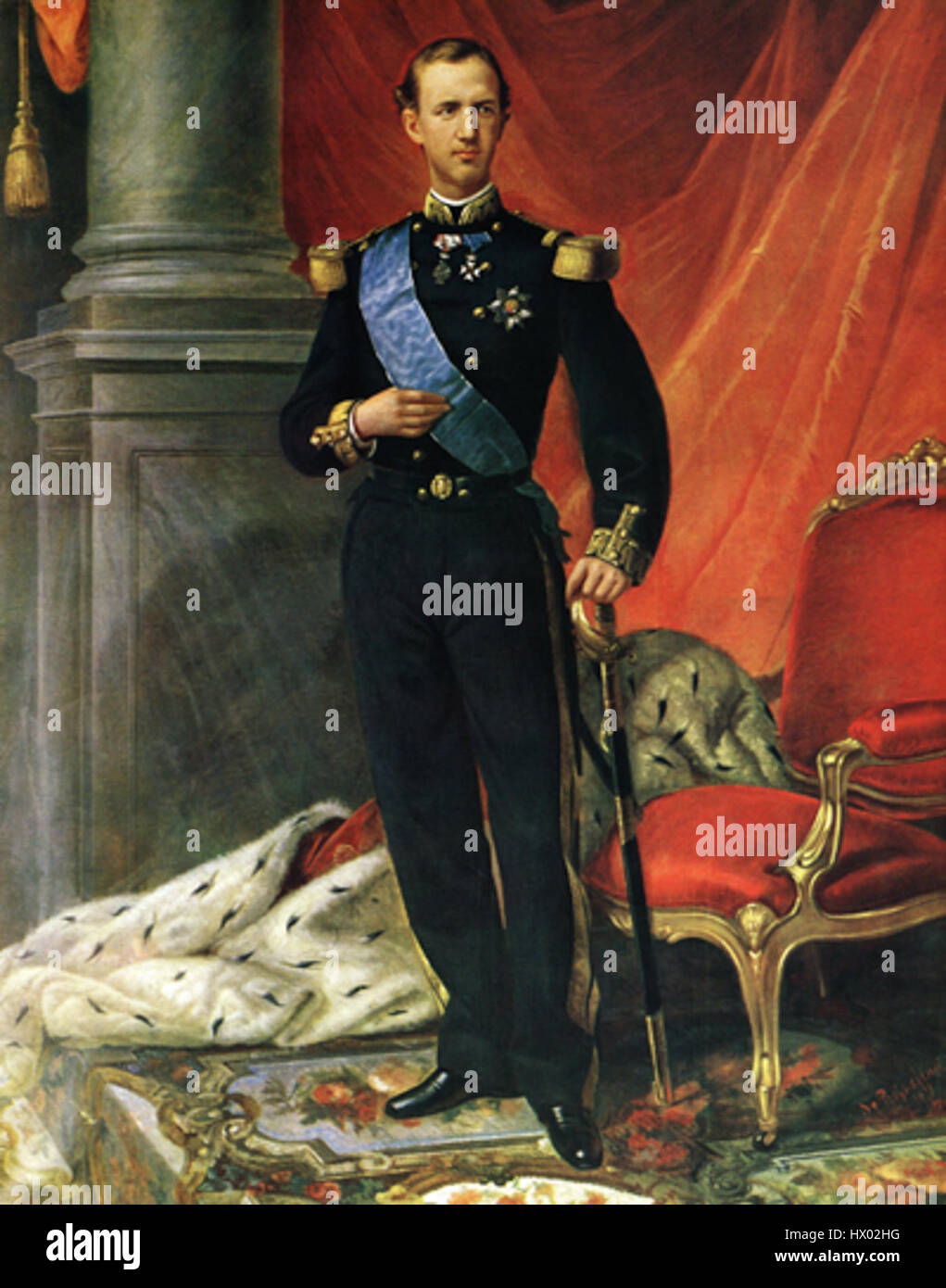 This photograph or painting from 1864 depicts George I of Greece, who ...