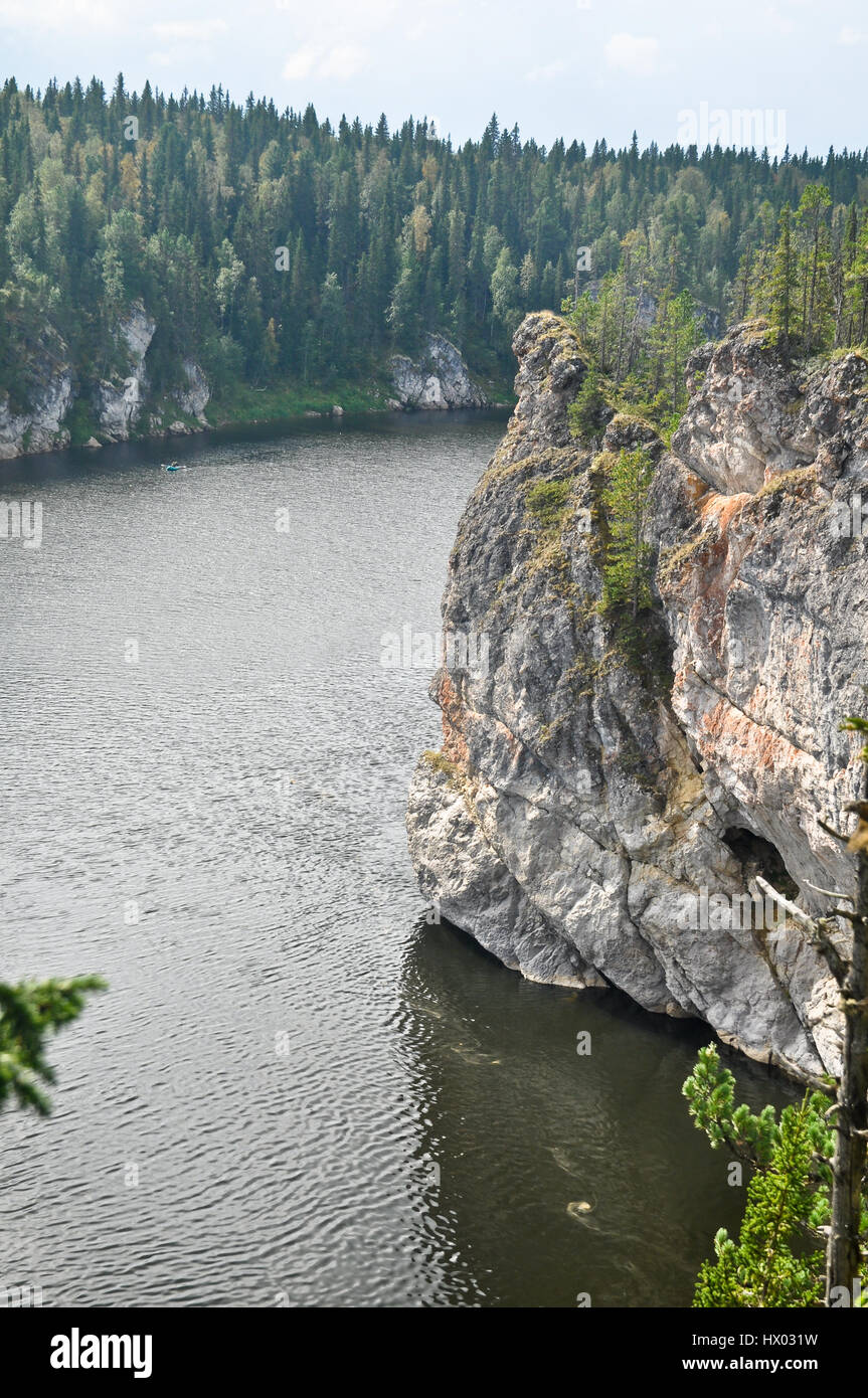 Rocks on the river in the national Park. Virgin Komi forests. Northern ...