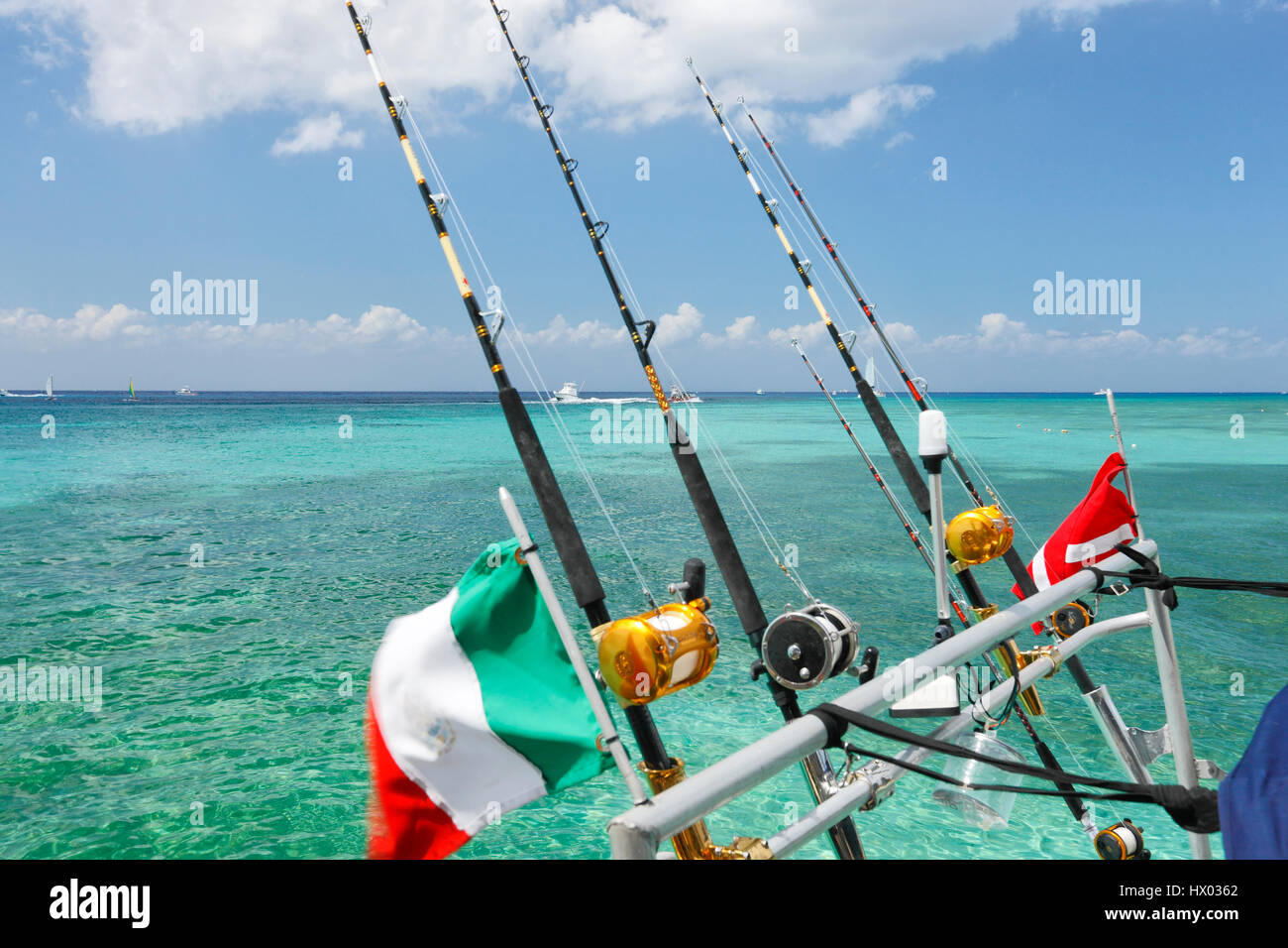 Fishing rods and Mexican flag Stock Photo - Alamy