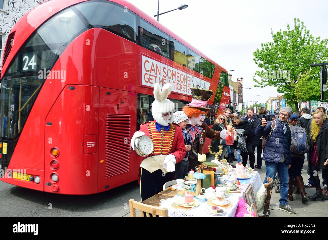 CAMDEN HIGH STREET LONDON ENGLAND 5 May 2015: Mad Hatters Tea Party on ...