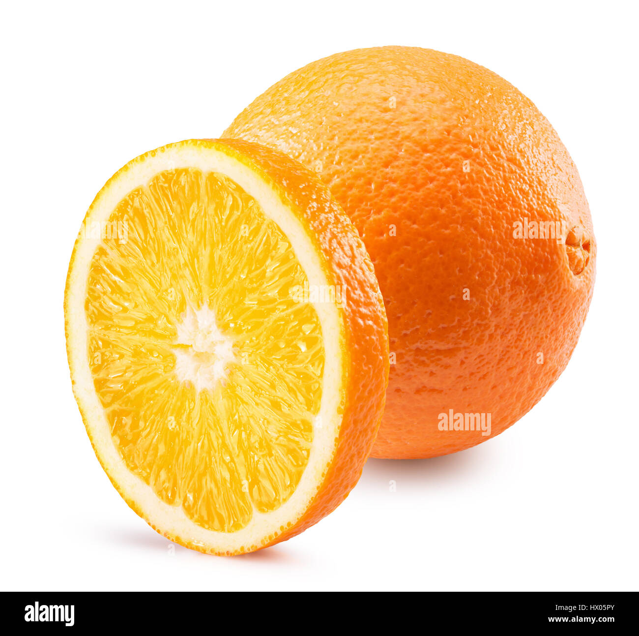 orange with slices isolated on the white background Stock Photo - Alamy