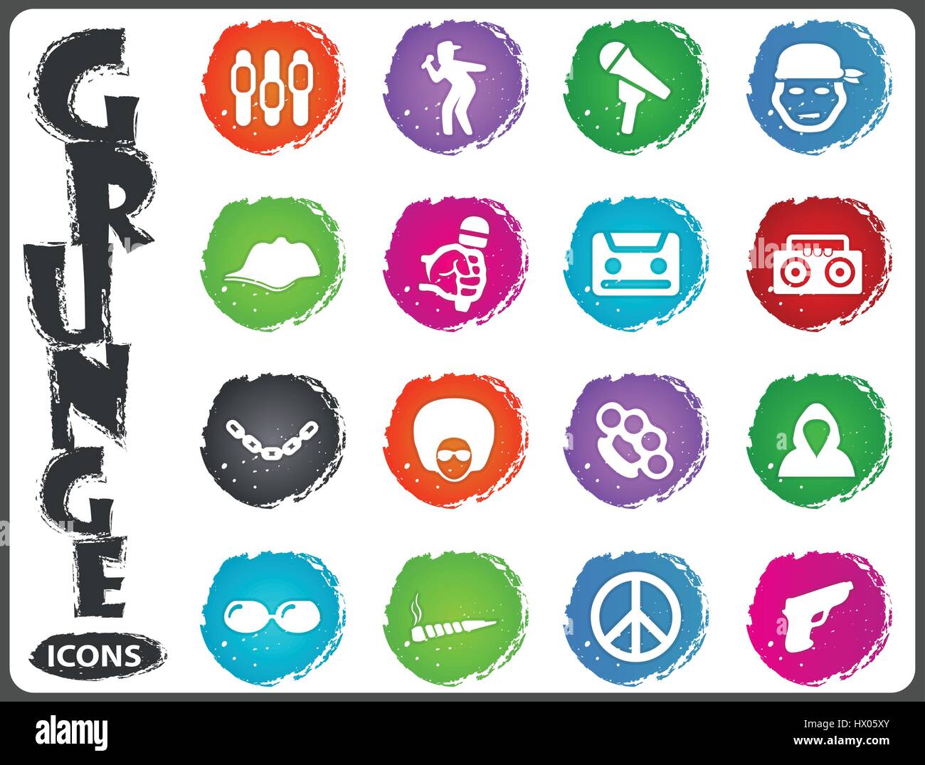 Music symbols icon set in grunge style Stock Vector Image & Art - Alamy