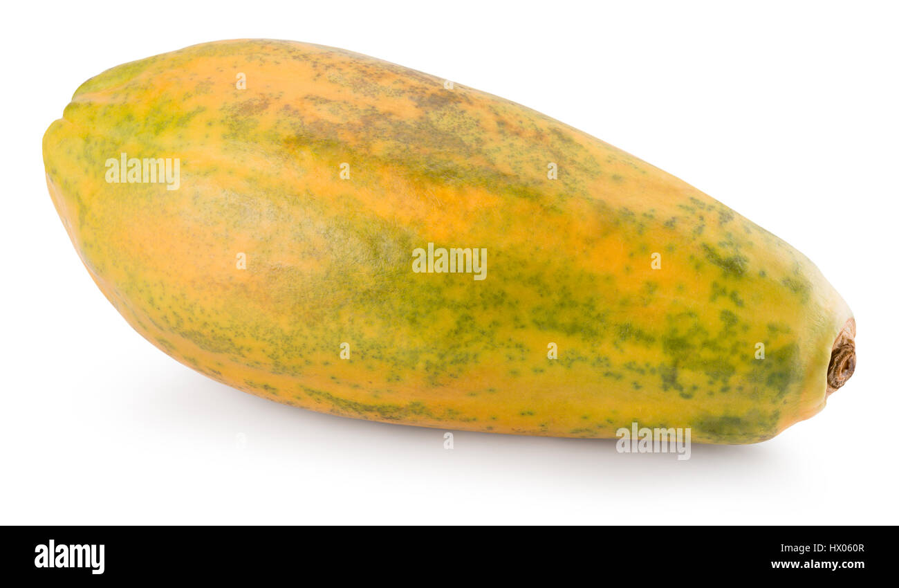 One whole papaya isolated on the white background Stock Photo - Alamy