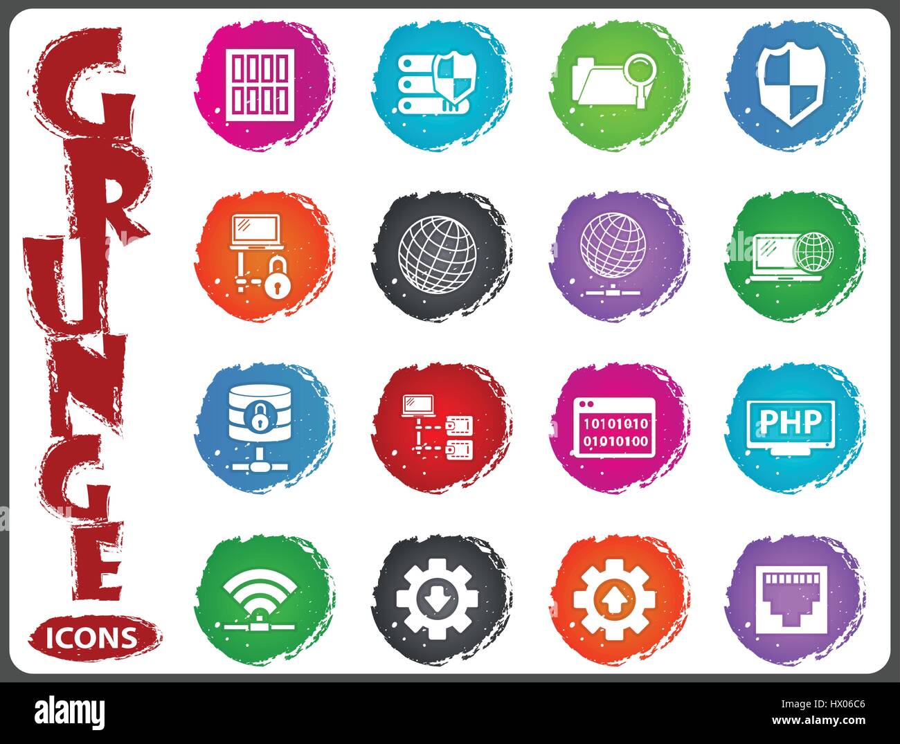 network icon set for web sites and user interface in grunge style Stock ...