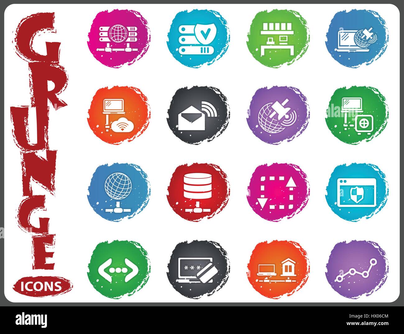 network icon set for web sites and user interface in grunge style Stock ...