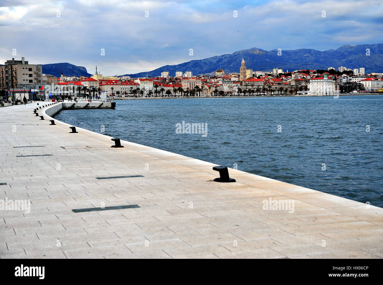 Seafront of Split old town, mediterranean coast of Croatia Stock Photo ...