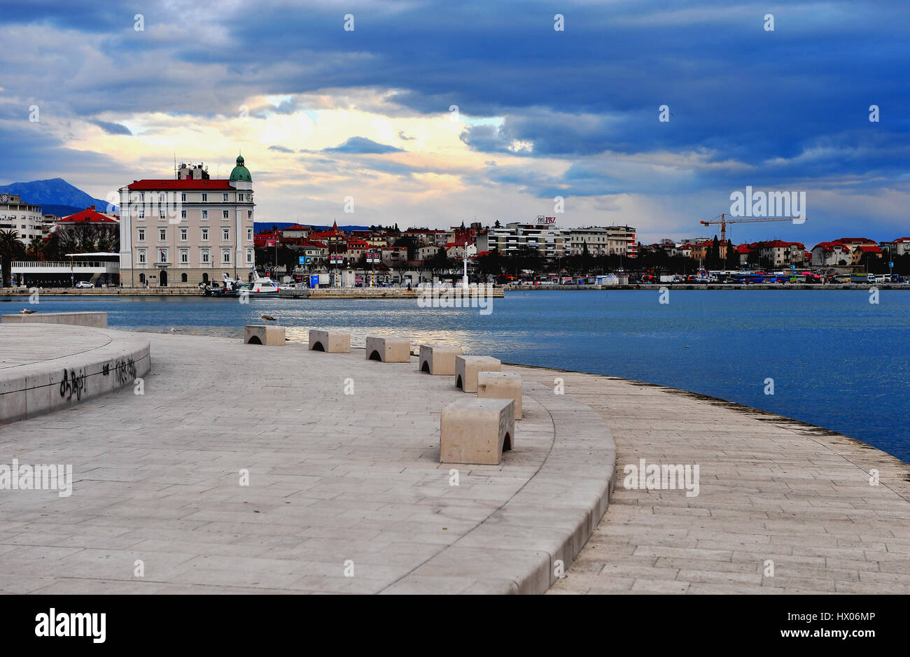 SPLIT, CROATIA - FEBRUARY 18: Seafront and port of Split city, Croatia ...