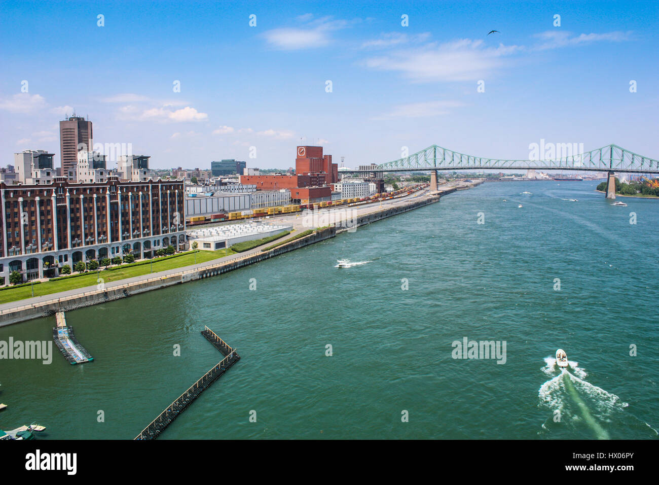 old port of montreal and the Jacques-Cartier bridge Stock Photo - Alamy