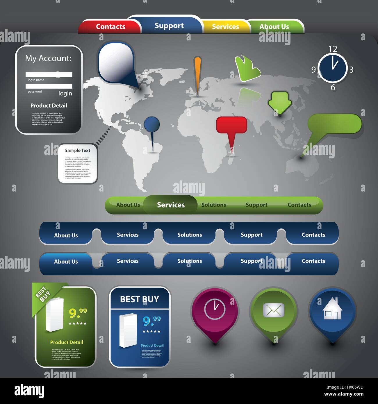 Collection Of Website Elements Stock Vector Image & Art - Alamy