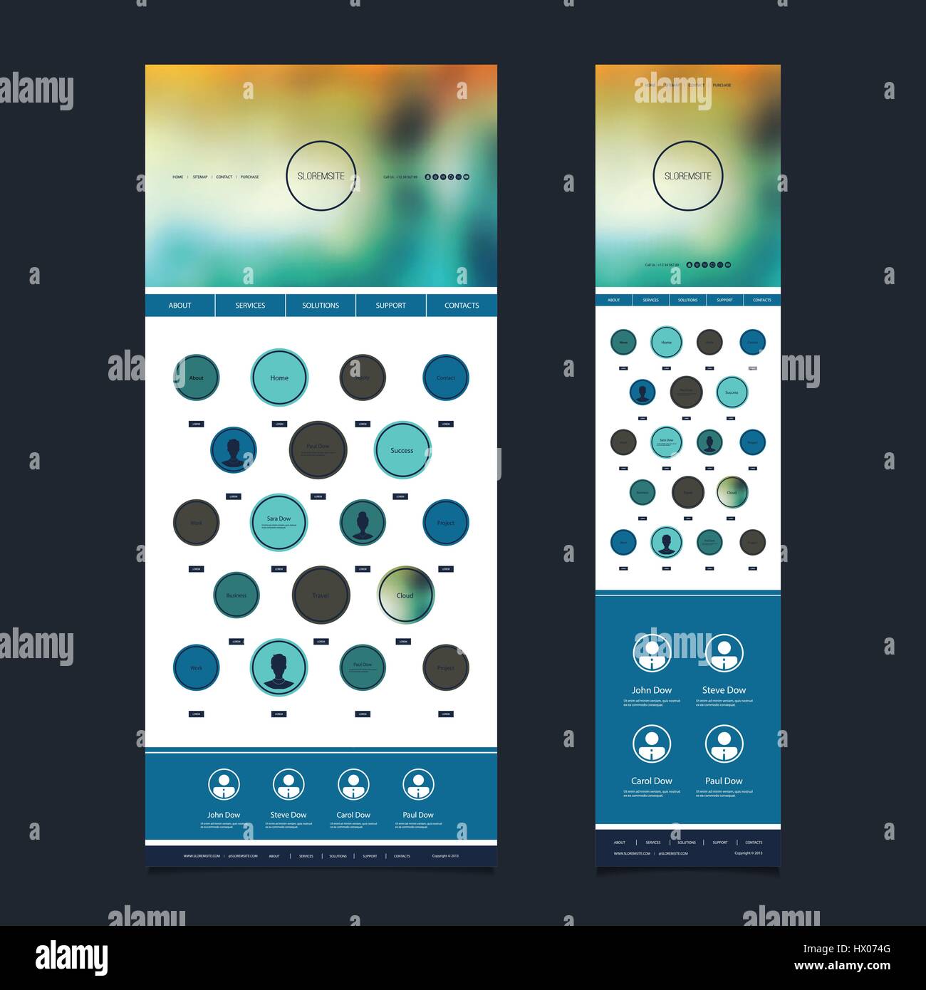 Responsive One Page Website Template with Blurred Background - Desktop ...