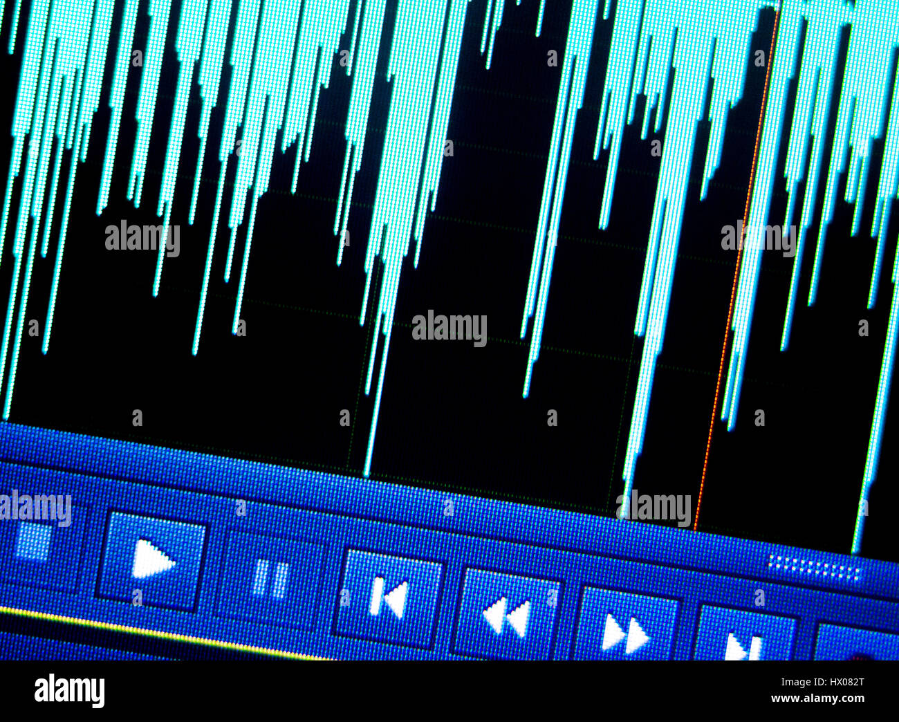 Sound recording studio audio wave on computer screen in professional ...