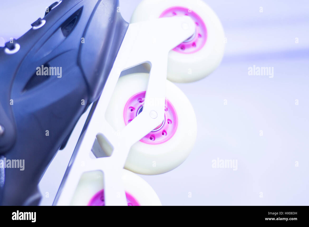 Freestyle inline skates boots and wheels in retail store shop window ...