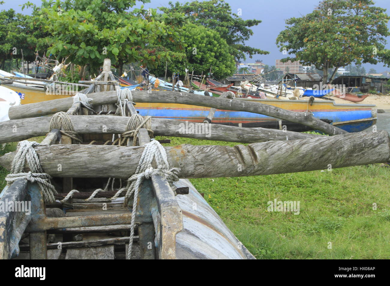 Old boat with rope lashing, Galle, Sri Lanka Stock Photo - Alamy