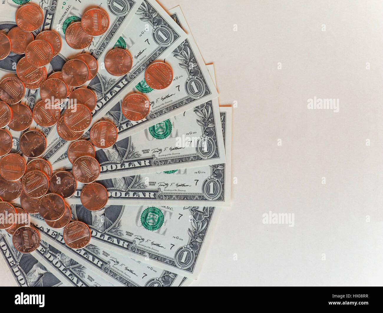 Dollar (USD) banknotes and coins, currency of United States (USA Stock ...