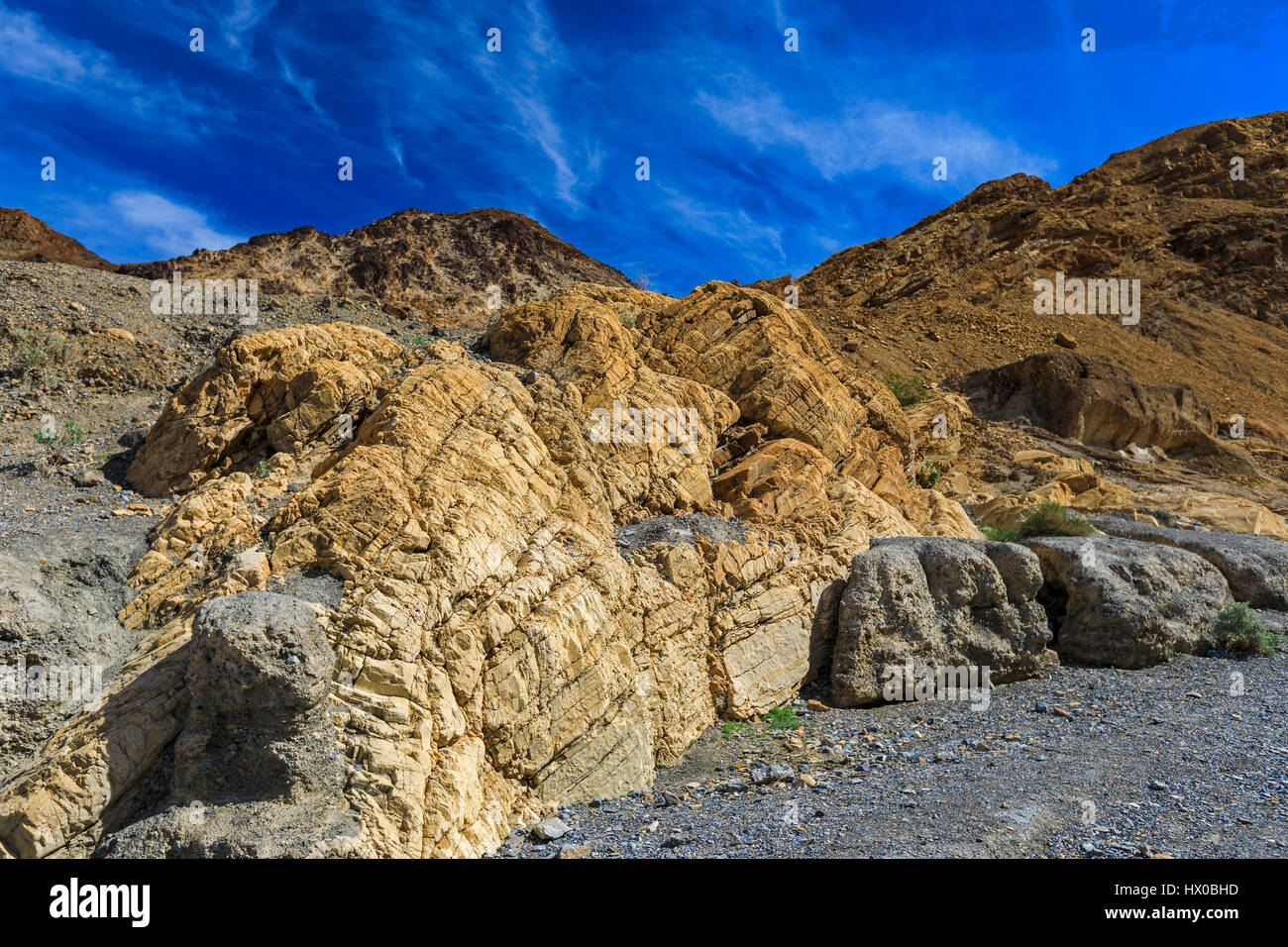 This is a view of the interesting gold rock formations at the entrance ...