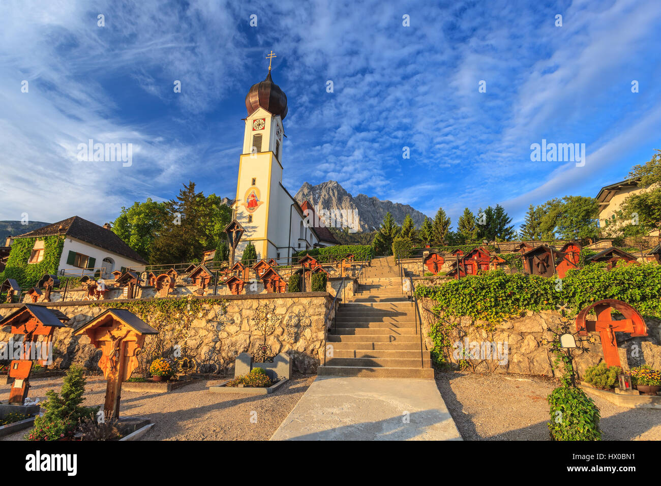 Grainau village and Zugspitze top of Germany, Garmisc Partenkirchen ...