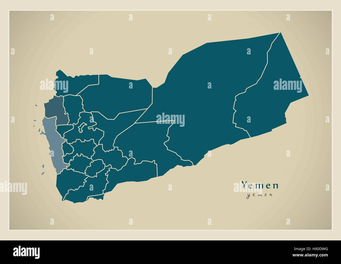 Modern Map - Yemen with governorates YE Stock Vector Image & Art - Alamy