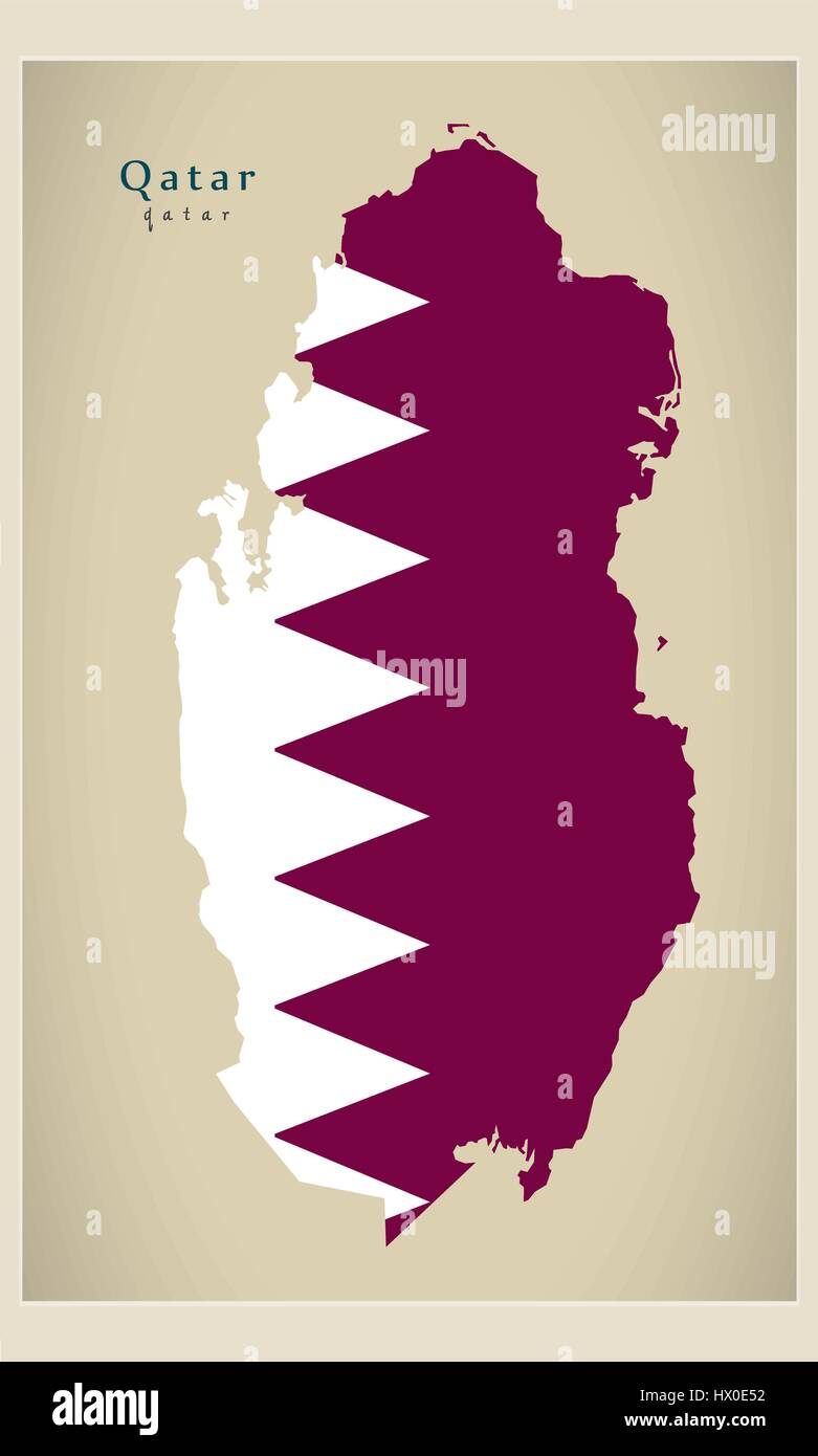 Modern Map - Qatar flag colored QA Stock Vector Image & Art - Alamy