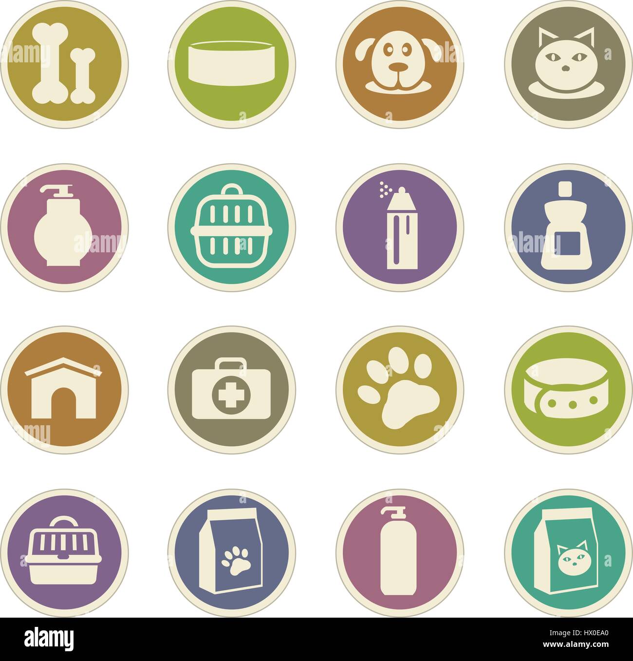 Goods for pets icon set for web sites and user interface Stock Vector ...