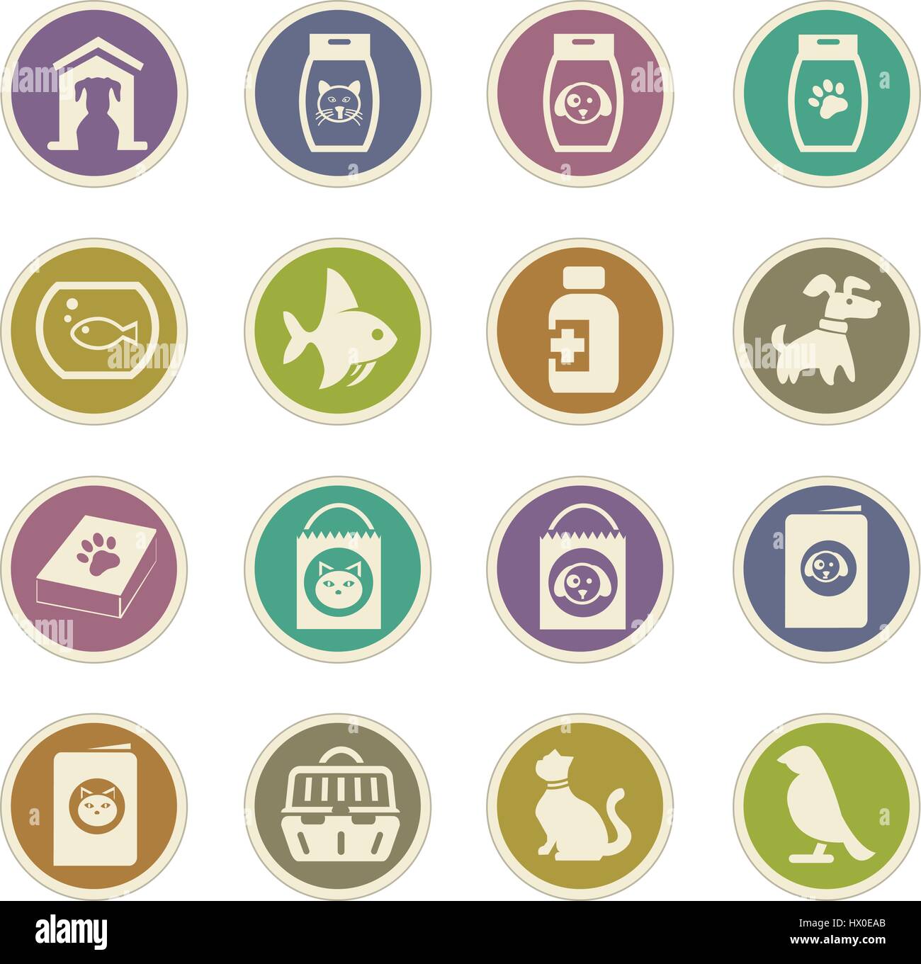 Goods for pets icon set for web sites and user interface Stock Vector ...