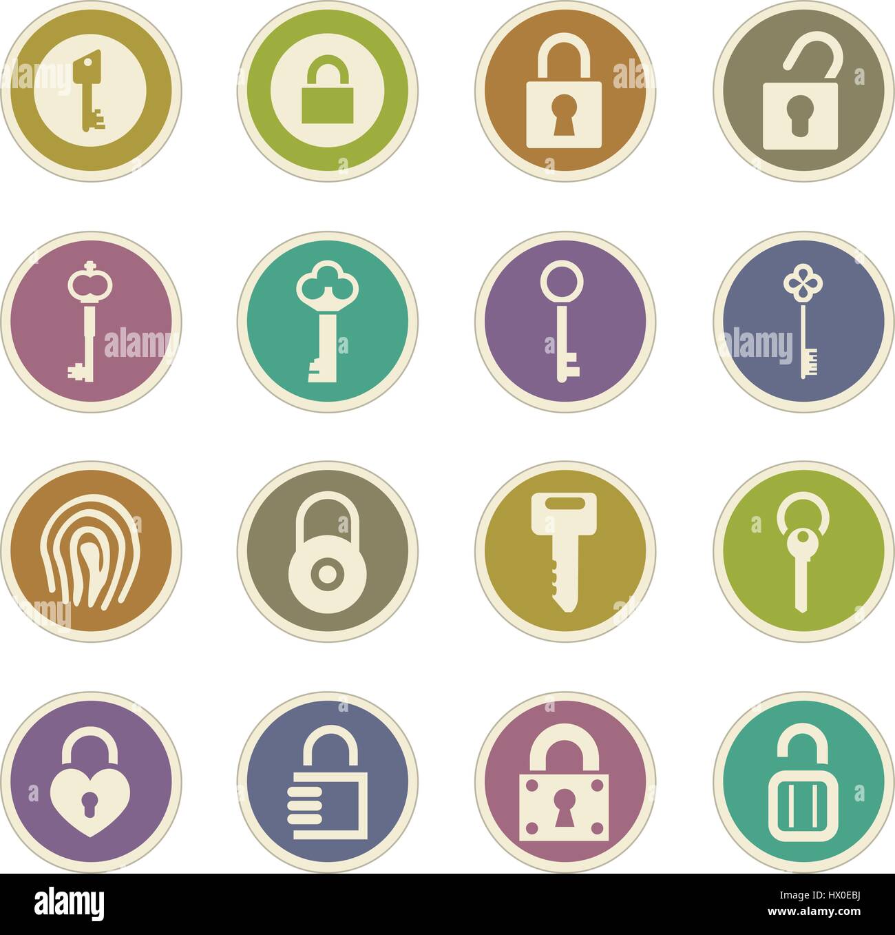 Lock and Key icon set for web sites and user interface Stock Vector ...