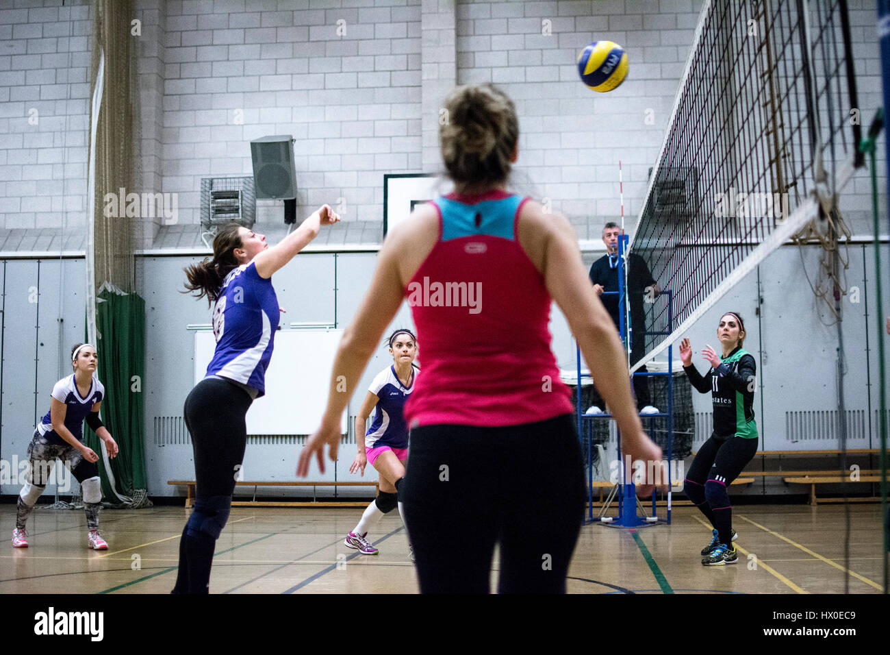 Action shots from the women's volleyball match between Agones Sfc and ...