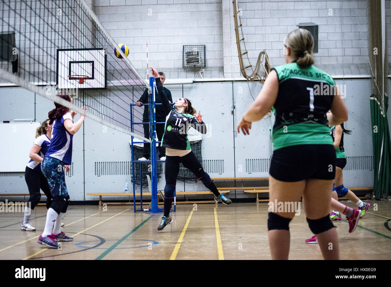 Action shots from the women's volleyball match between Agones Sfc and ...