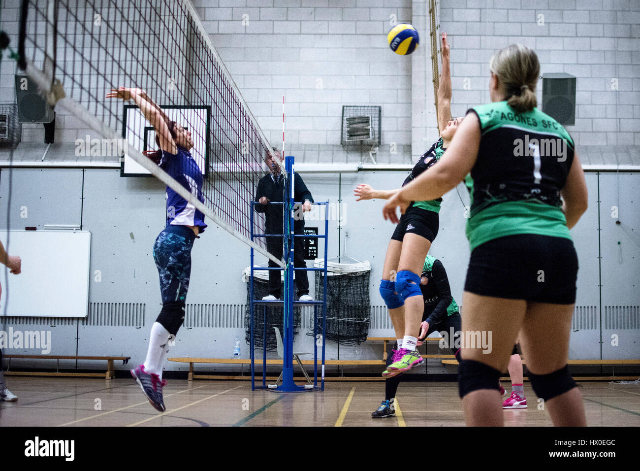 Action shots from the women's volleyball match between Agones Sfc and ...