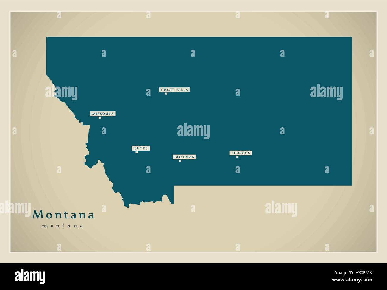 Montana map simple border Stock Vector Images - Alamy
