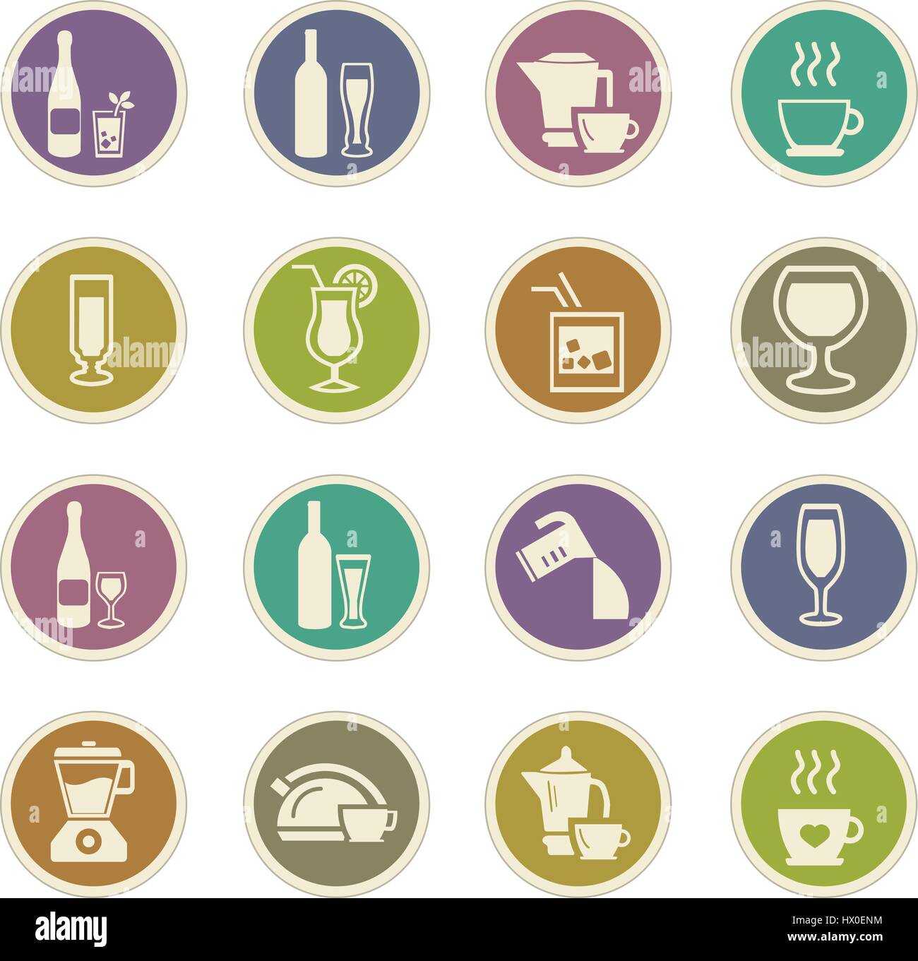 Utensils for the preparation of beverages icon set for web sites and ...