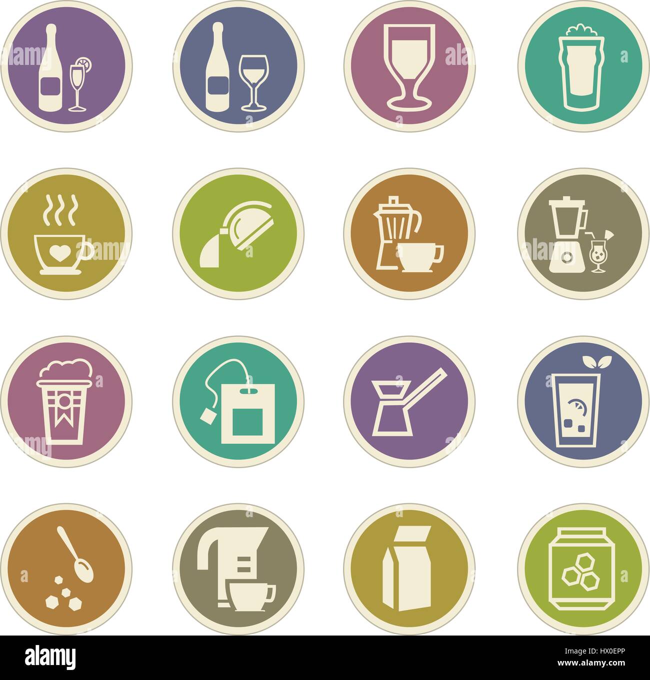 Utensils for the preparation of beverages icon set for web sites and ...