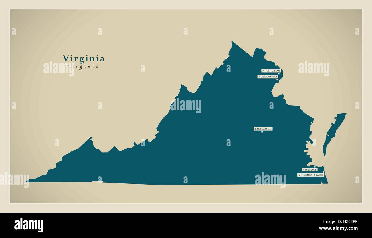 Modern Map - Virginia USA Stock Vector Image & Art - Alamy