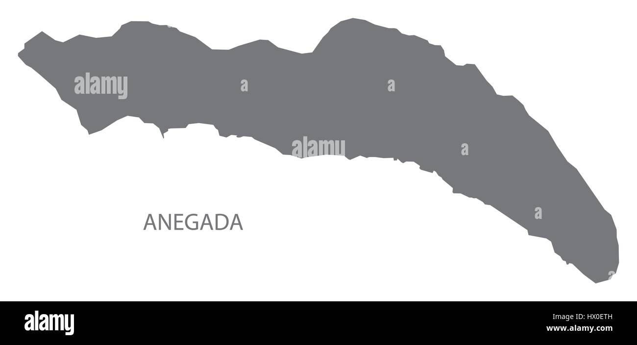 Anegada British Virgin islands map grey illustration silhouette Stock ...