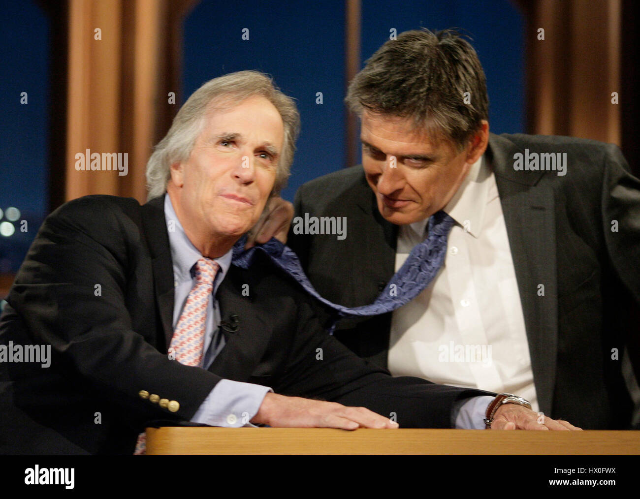 Actor Henry Winkler, left, with host Craig Ferguson during a segment of ...