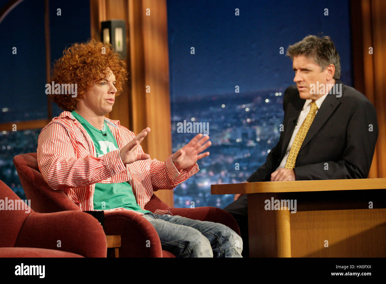 Comic Carrot Top (Scott Thompson), left, with host Craig Ferguson ...