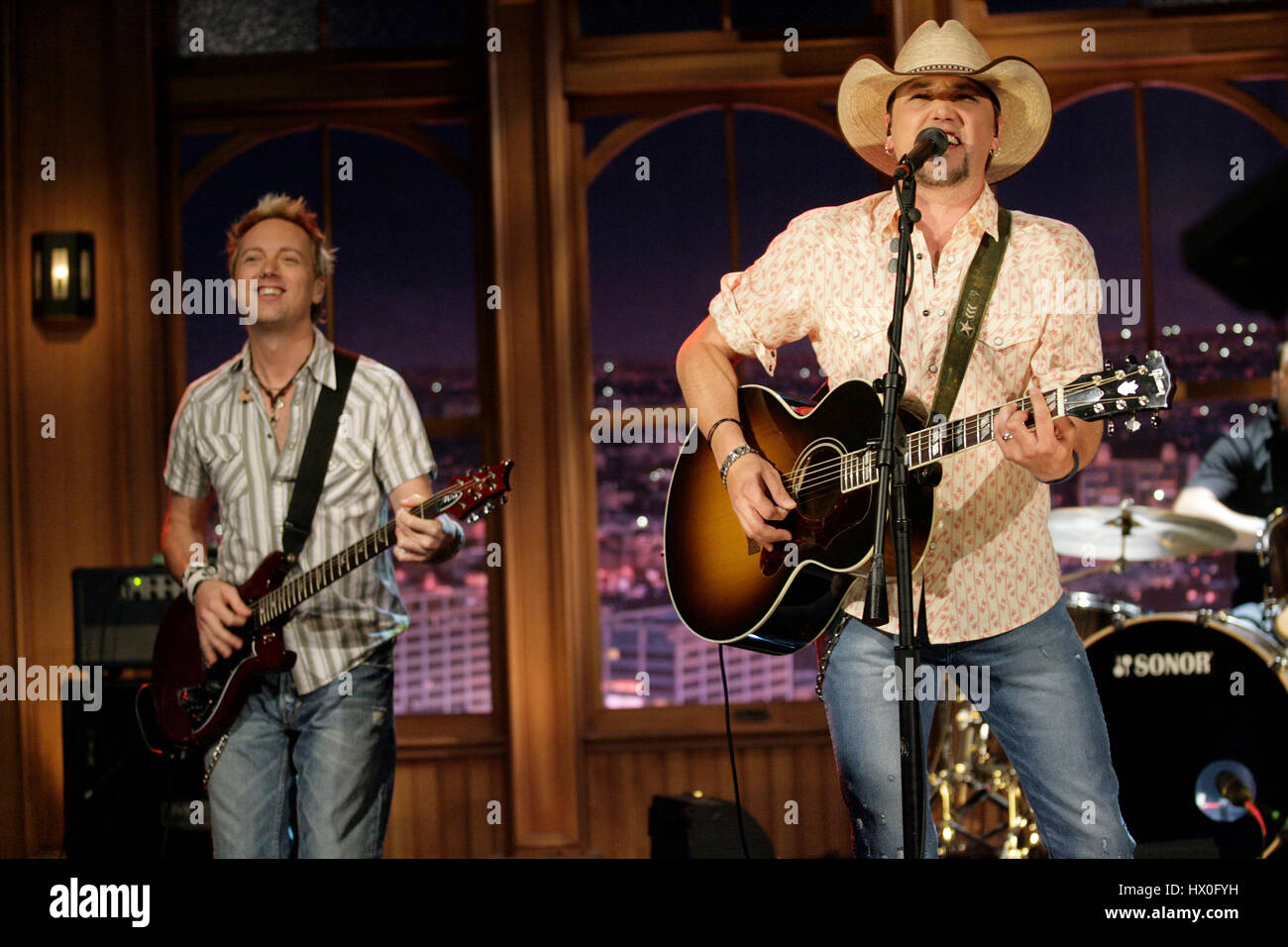 Country singer Jason Aldean performs during a segment of 'The Late Late ...