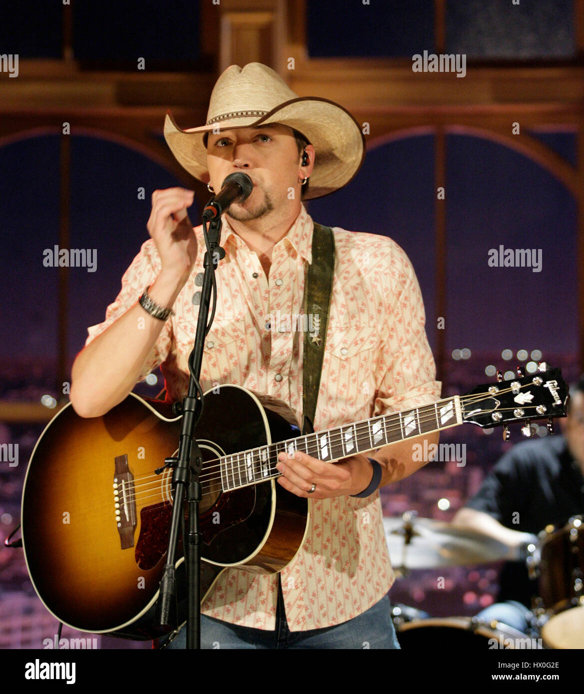 Country singer Jason Aldean performs during a segment of 'The Late Late ...