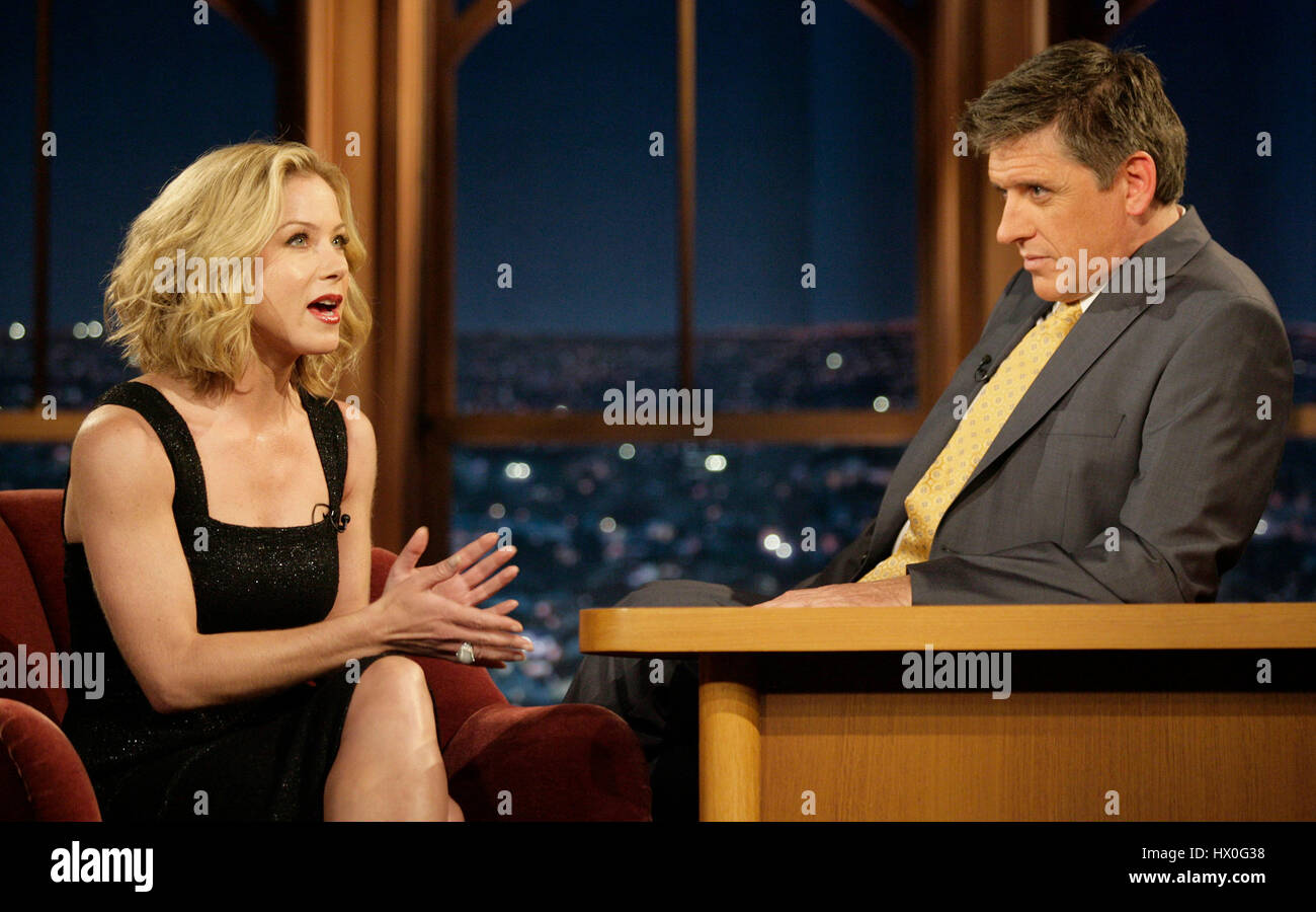 Actress Christina Applegate, left, with host Craig Ferguson during a ...