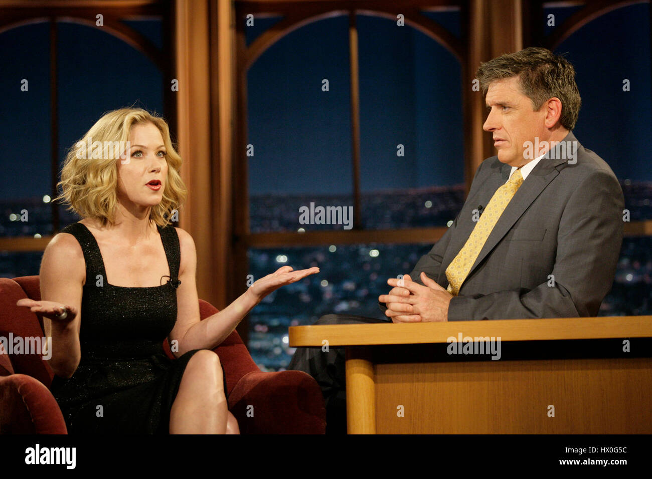 Actress Christina Applegate, left, with host Craig Ferguson during a ...