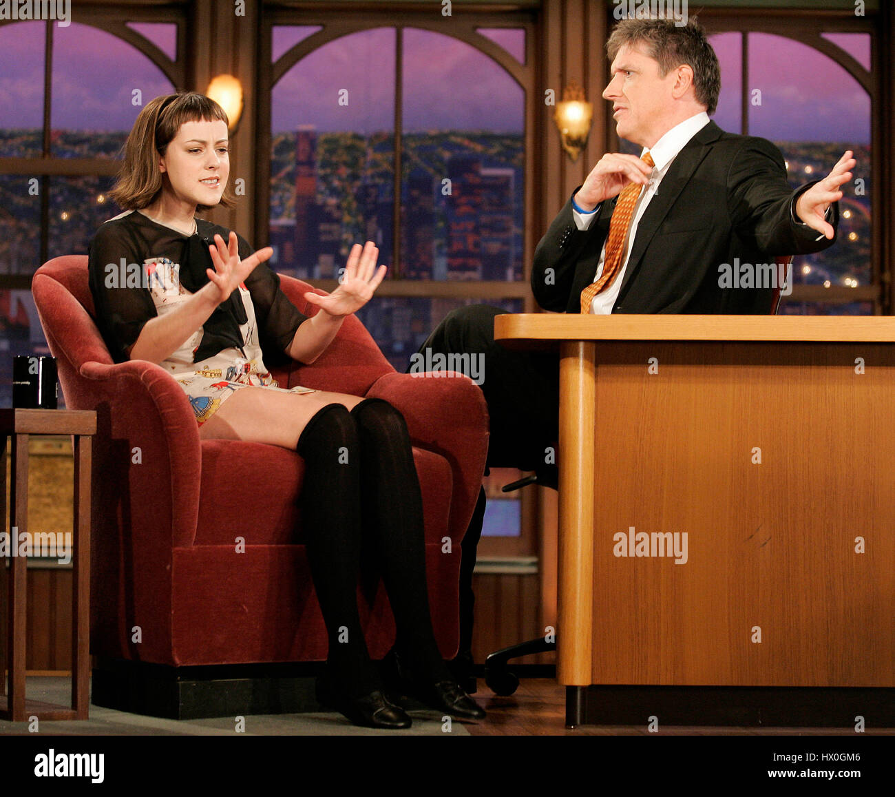 Host Craig Ferguson, right, with actress Jena Malone during a segment ...