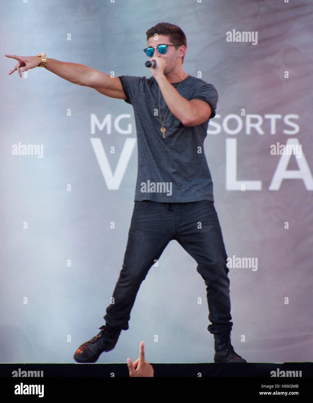 Jake Miller performs at the the iHeartRadio Music Festival & Village on ...